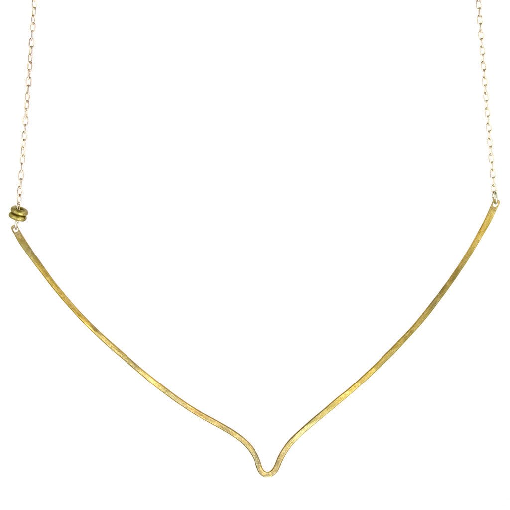 Simple V shaped matte silver necklace handmade in Portland, Oregon.