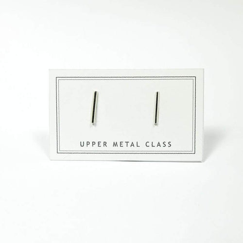 Upper Metal Class Faceted Bar Stud Earrings